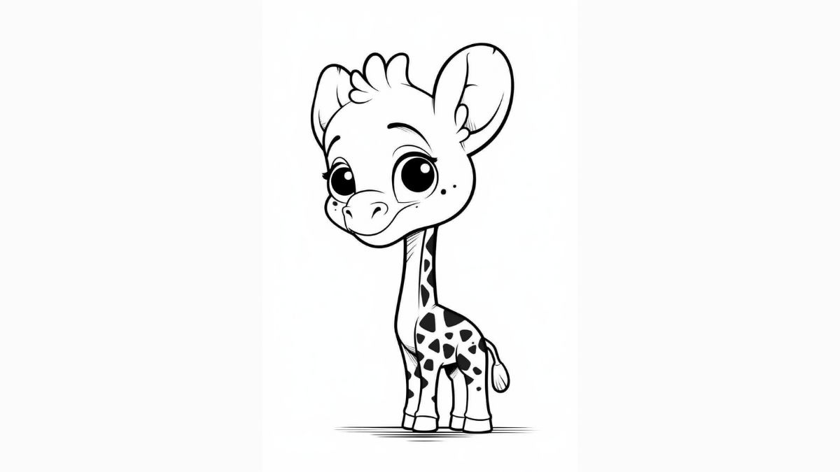 Desenho Facil De Girafa Girafa Cartoon Para Colorir Desenho