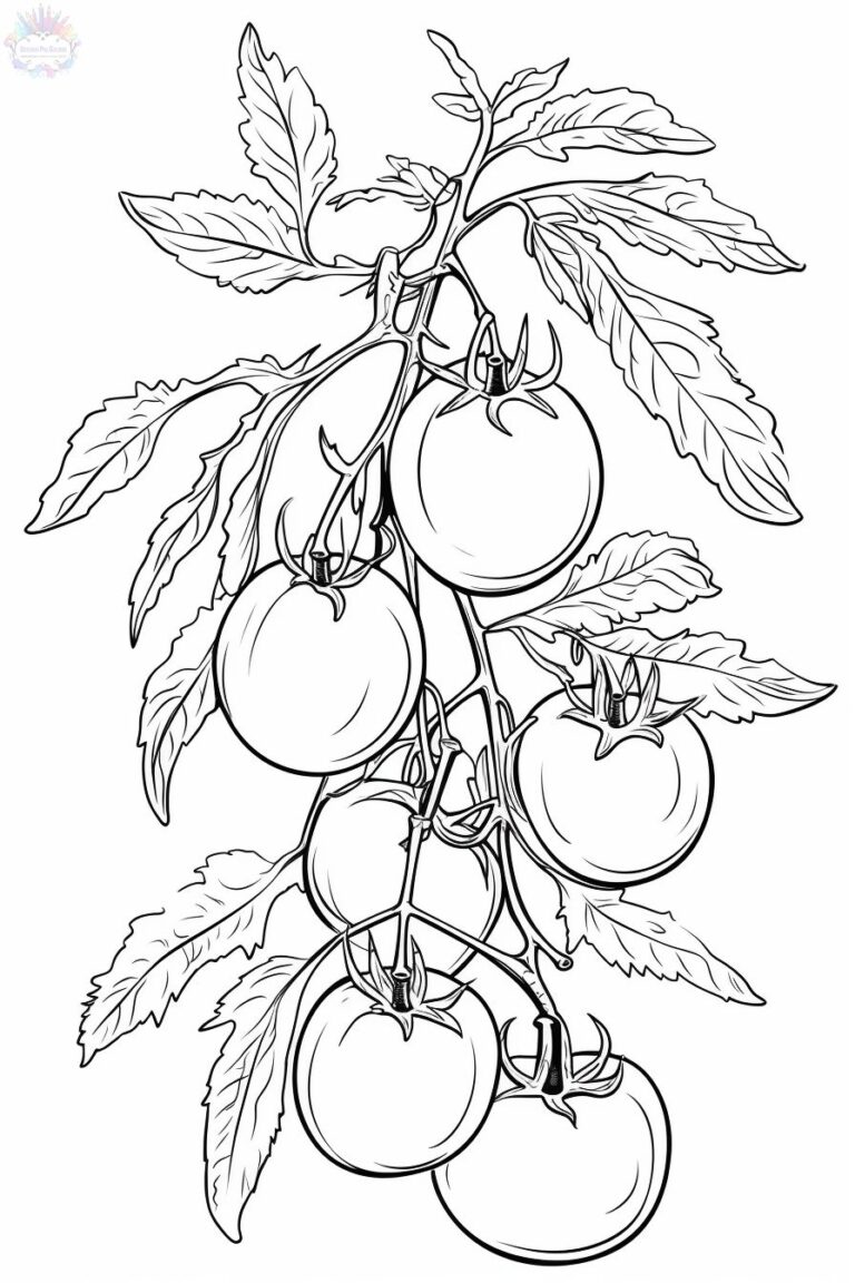 Tomate Para Colorir - Fruta Solta ou Ainda no Pé Para Você Pintar