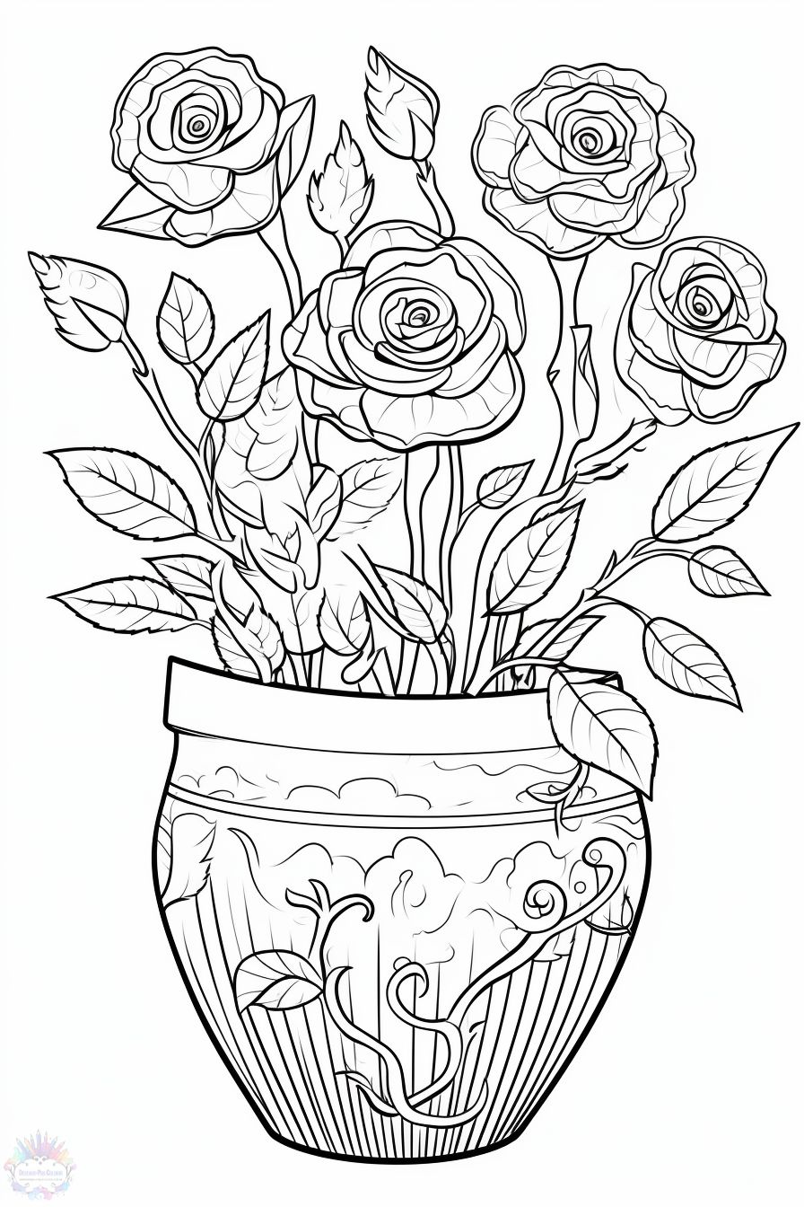 Flower Vase Coloring Pages